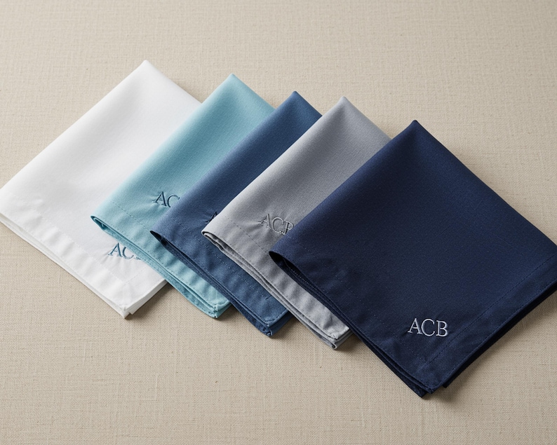 Custom Embroidered Cotton Hankie With Initial Monogram Handkerchief ...