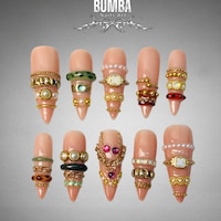 Full Armor Articulated Finger Claws Nails Ring Gold Set Style 2 ...