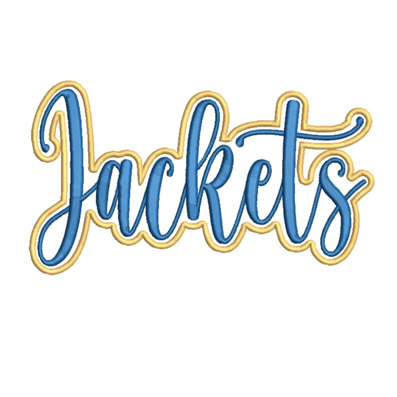 Yellow Jacket Glitter Embroidery Design: School Mascot Applique ...