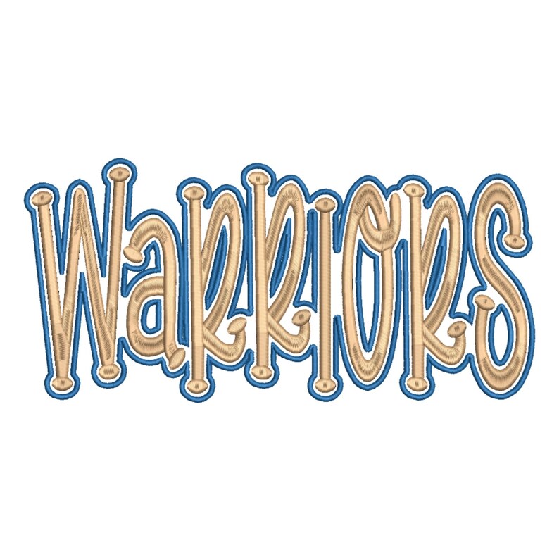 Warriors Mascot Embroidery Design: School Spirit Applique (digital ...