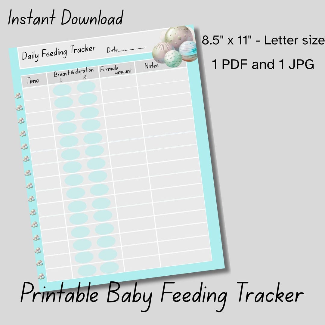 Newborn Daily Feeding Log Printable – Track Breastfeeding, Formula, and ...