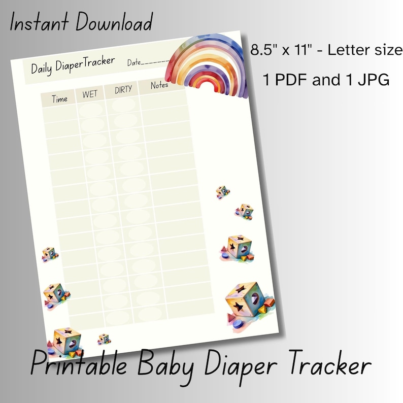 Newborn Diaper Tracker Printable – Daily Baby Nursery Log for Parents ...