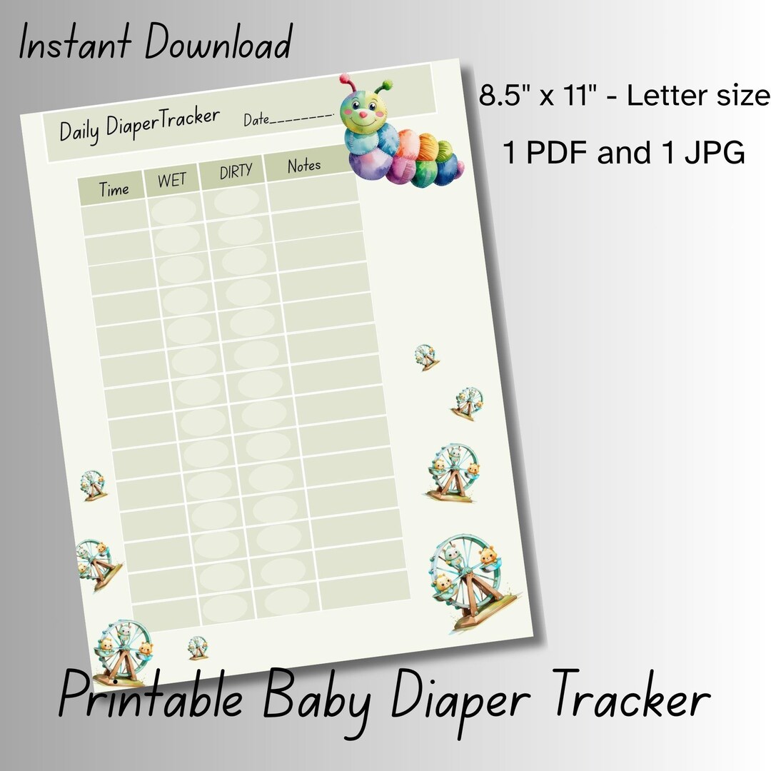 Baby Daily Diaper Log Printable – Newborn Nursery Tracker for Parents ...