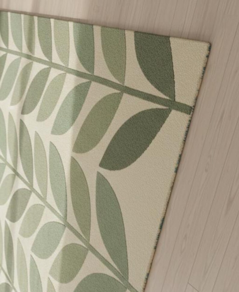Botanical Area Rug, Green Leaf Pattern Rug, Beige Neutral Modern for ...