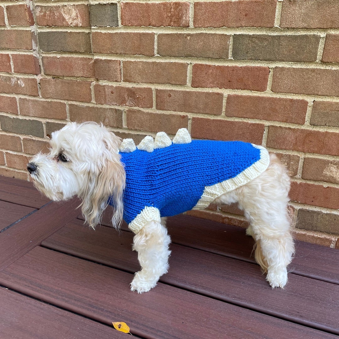 Dinosaur Dog Sweater | Blue/white | Dog Costume | Hanukkah Dog Sweater ...