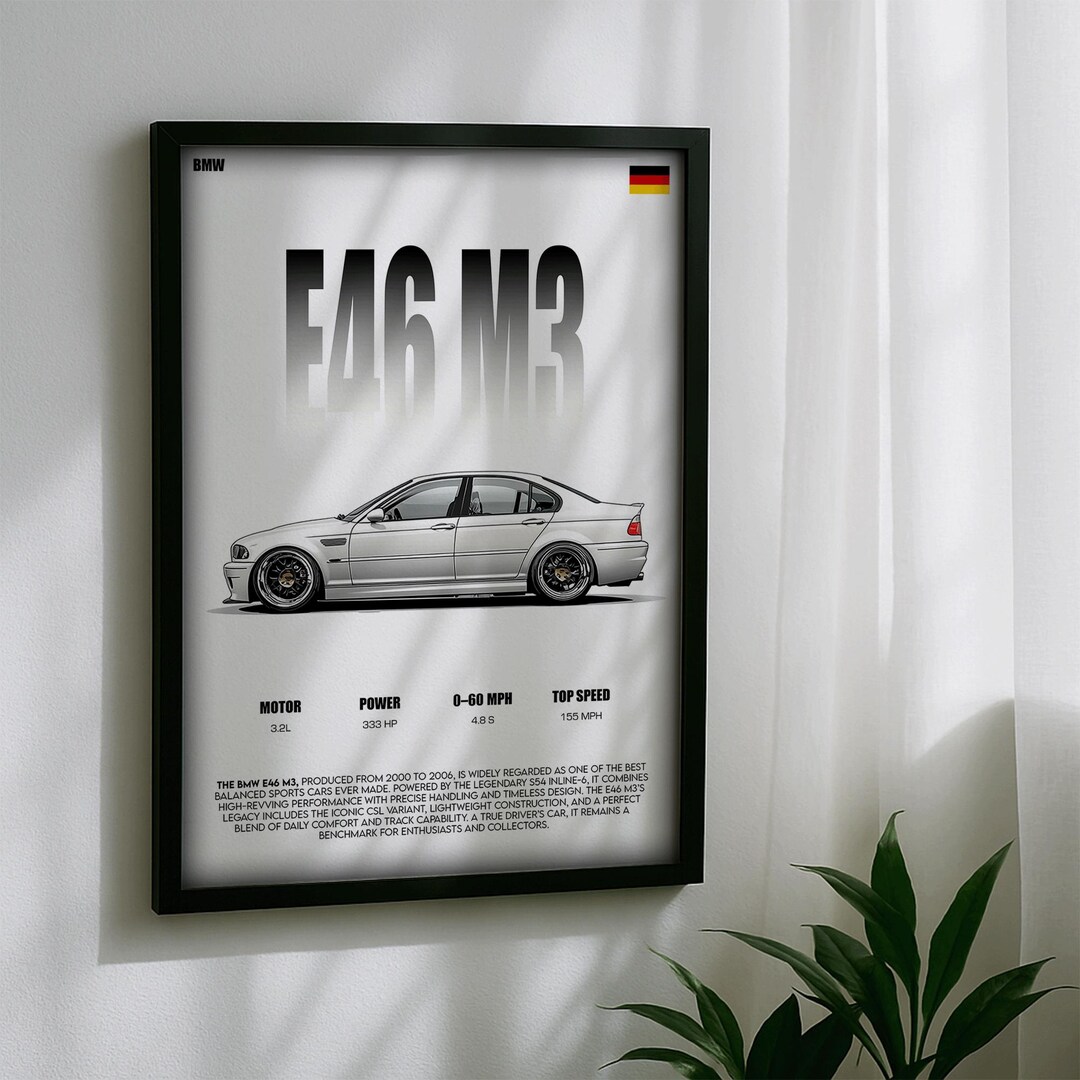 BMW E46 M3 Poster – Iconic 2000s BMW Print | Euro Car Wall Art | BMW M3 ...