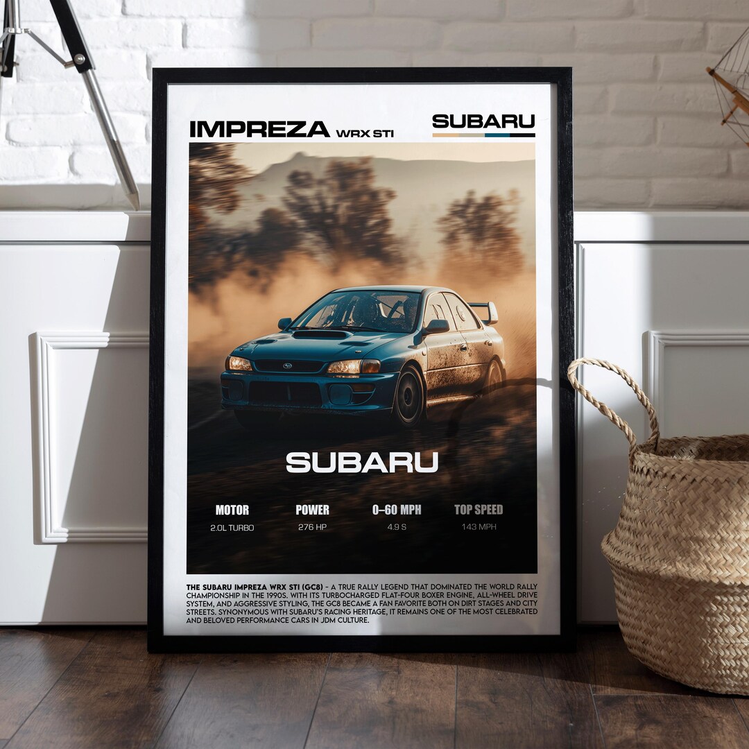 Subaru Impreza WRX STI Poster – JDM Rally Car Wall Art Print, Classic ...