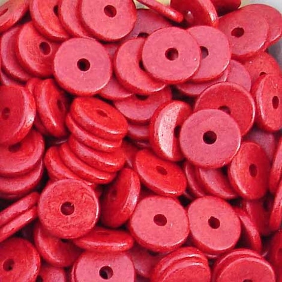 25 Red Bright 13mm Round Washers Greek Ceramic Beads | Etsy