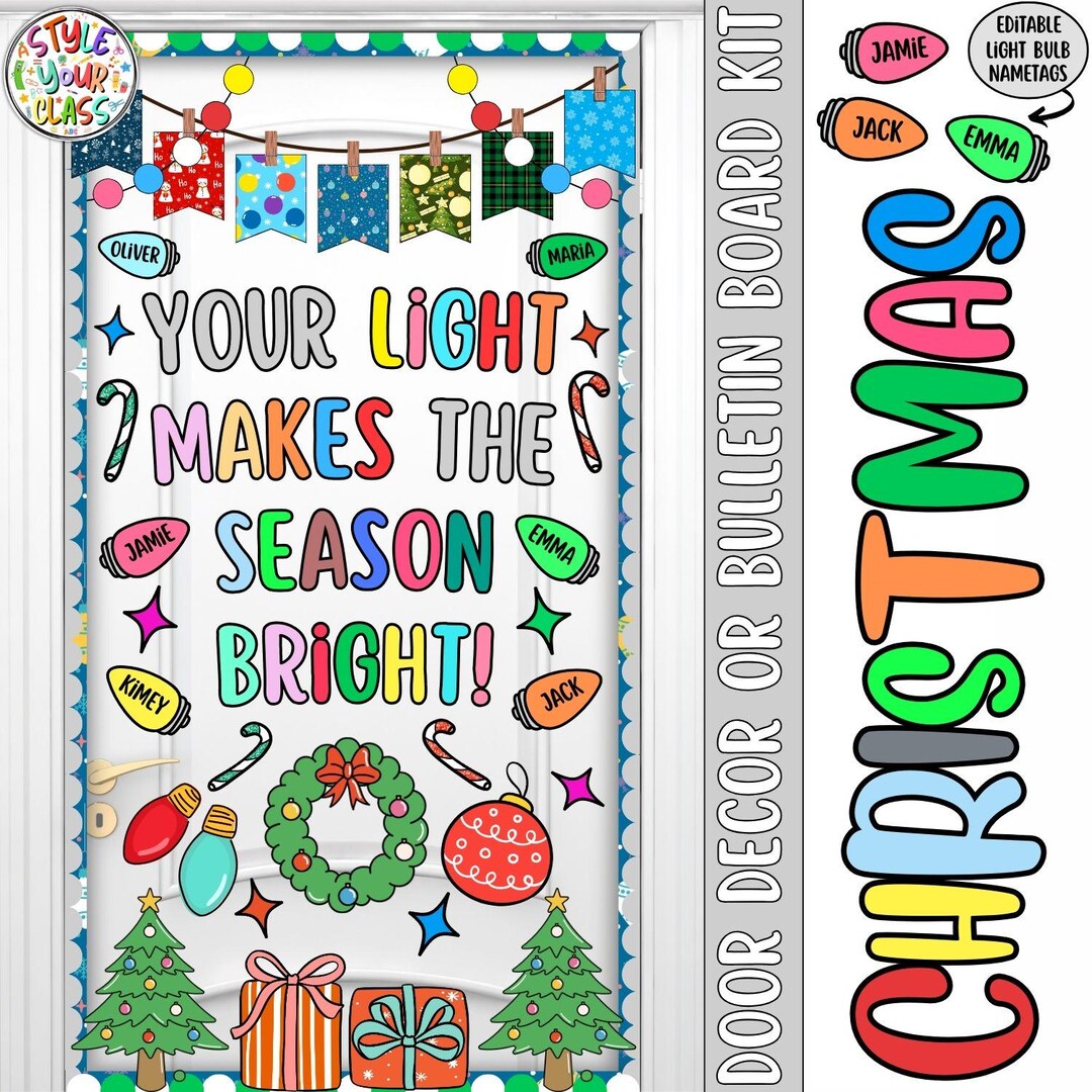 Christmas and Winter Door Decor or Bulletin Board Kit | Your Light ...