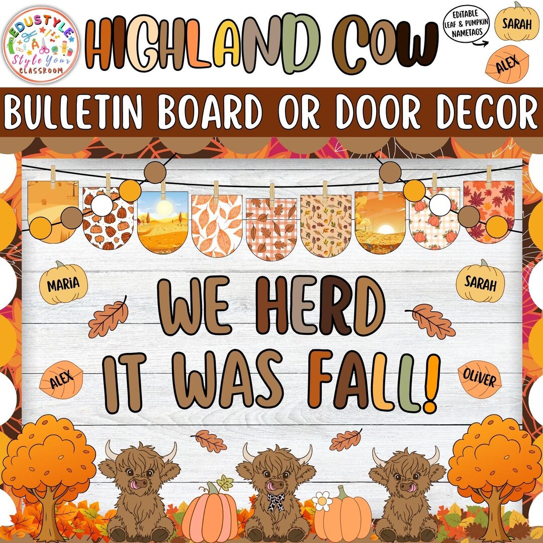 Highland Cow Fall Bulletin Board Kit: Autumn Classroom Decor - Etsy UK