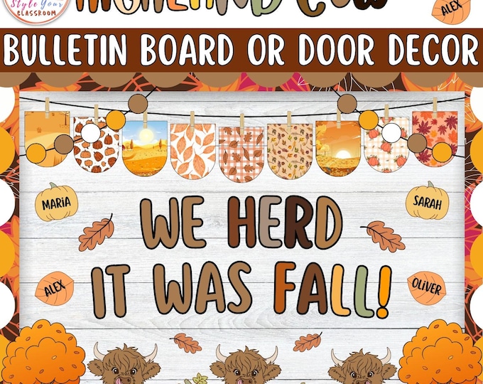 Highland Cow Fall Bulletin Board Kit Classroom Door Decor Autumn ...