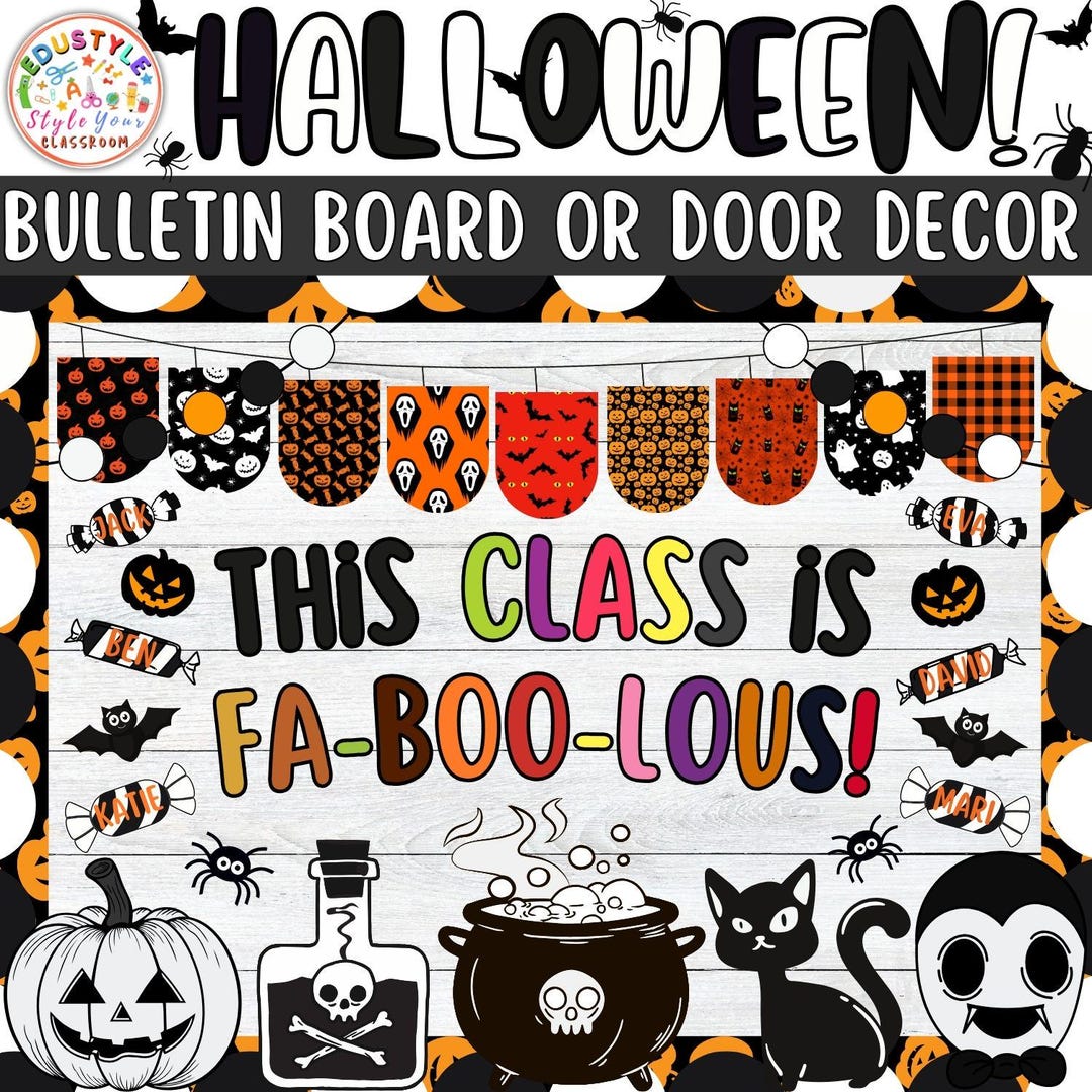 Fa-boo-lous Class!: Black and White Halloween Bulletin Board or Door ...