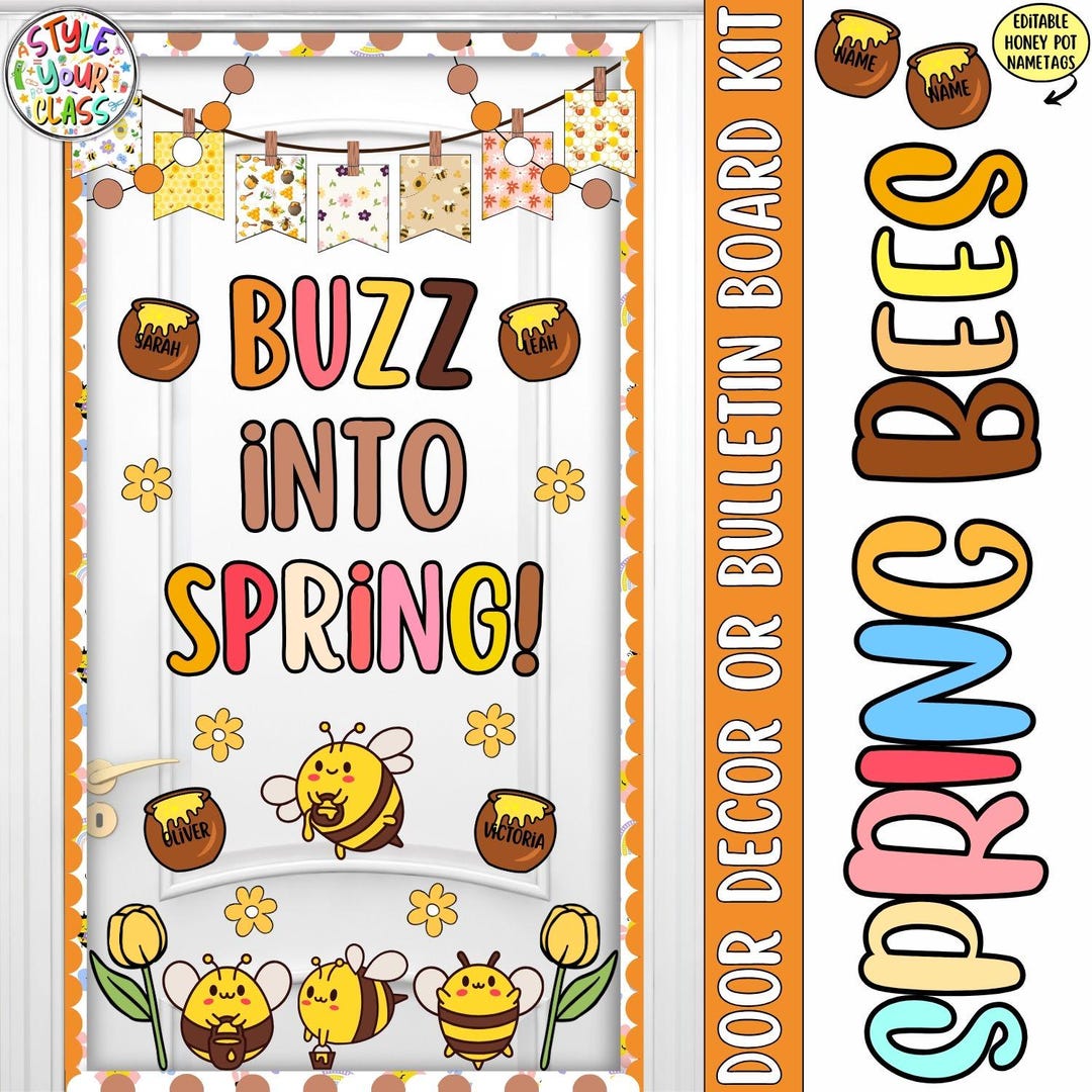 Buzz Into Spring!: Spring Bee & Honey Pot Bulletin Board or Door Decor ...