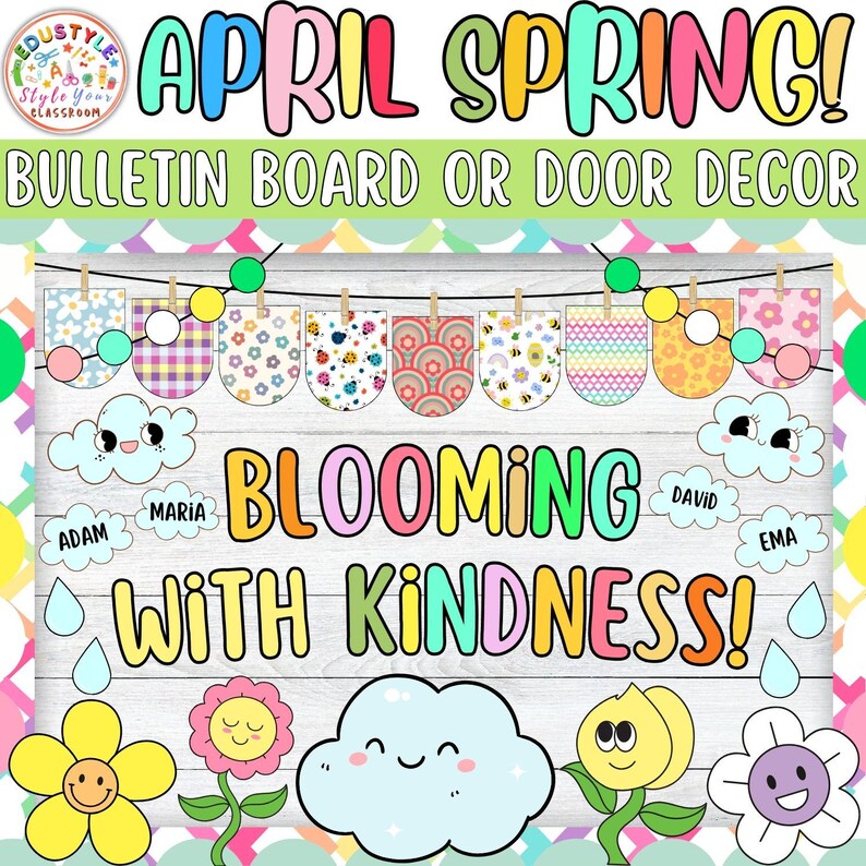 April Showers Bring May Flowers: April and Spring Bulletin Board or ...