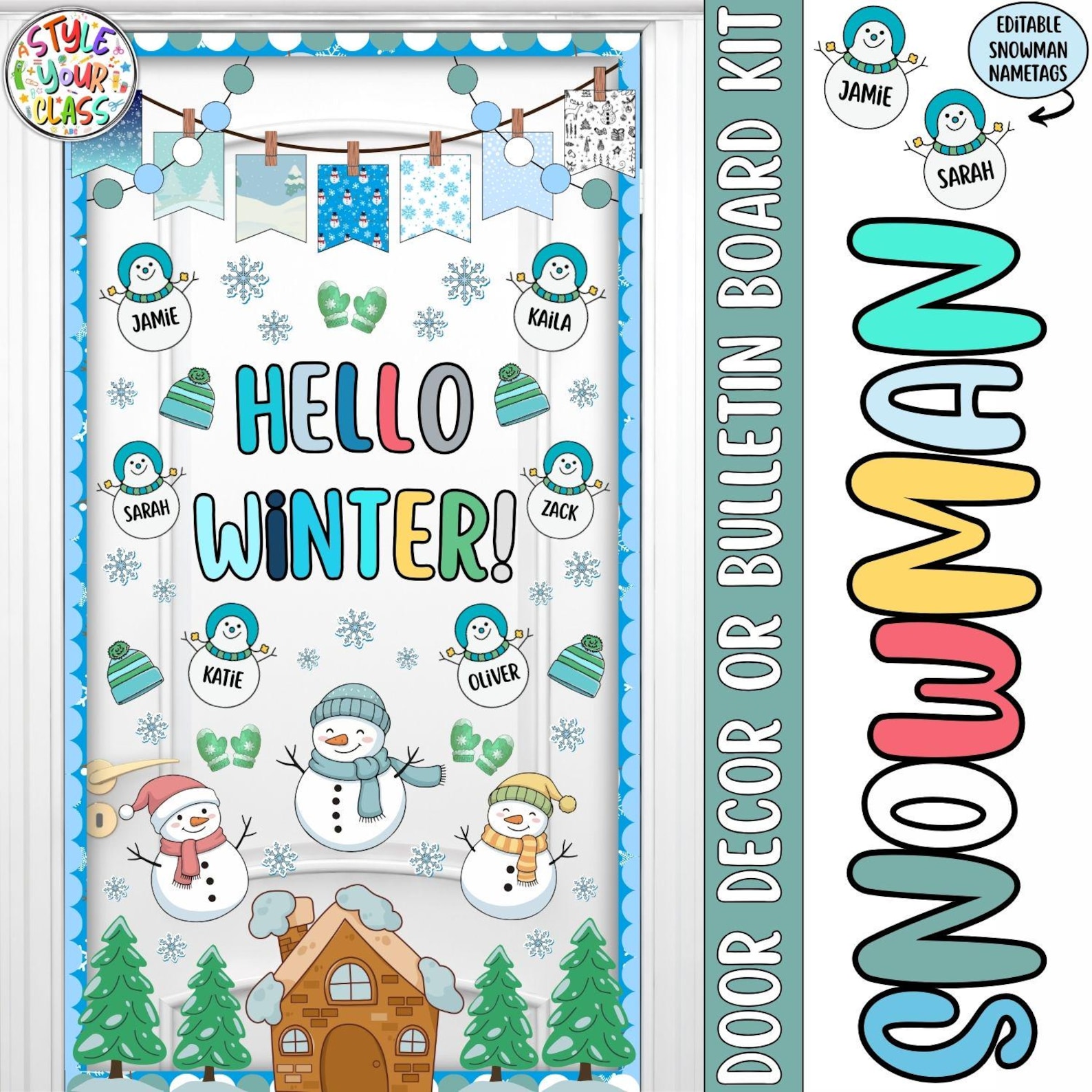 Snowman Winter Door Decor or Bulletin Board Kit | There's Snow Place ...