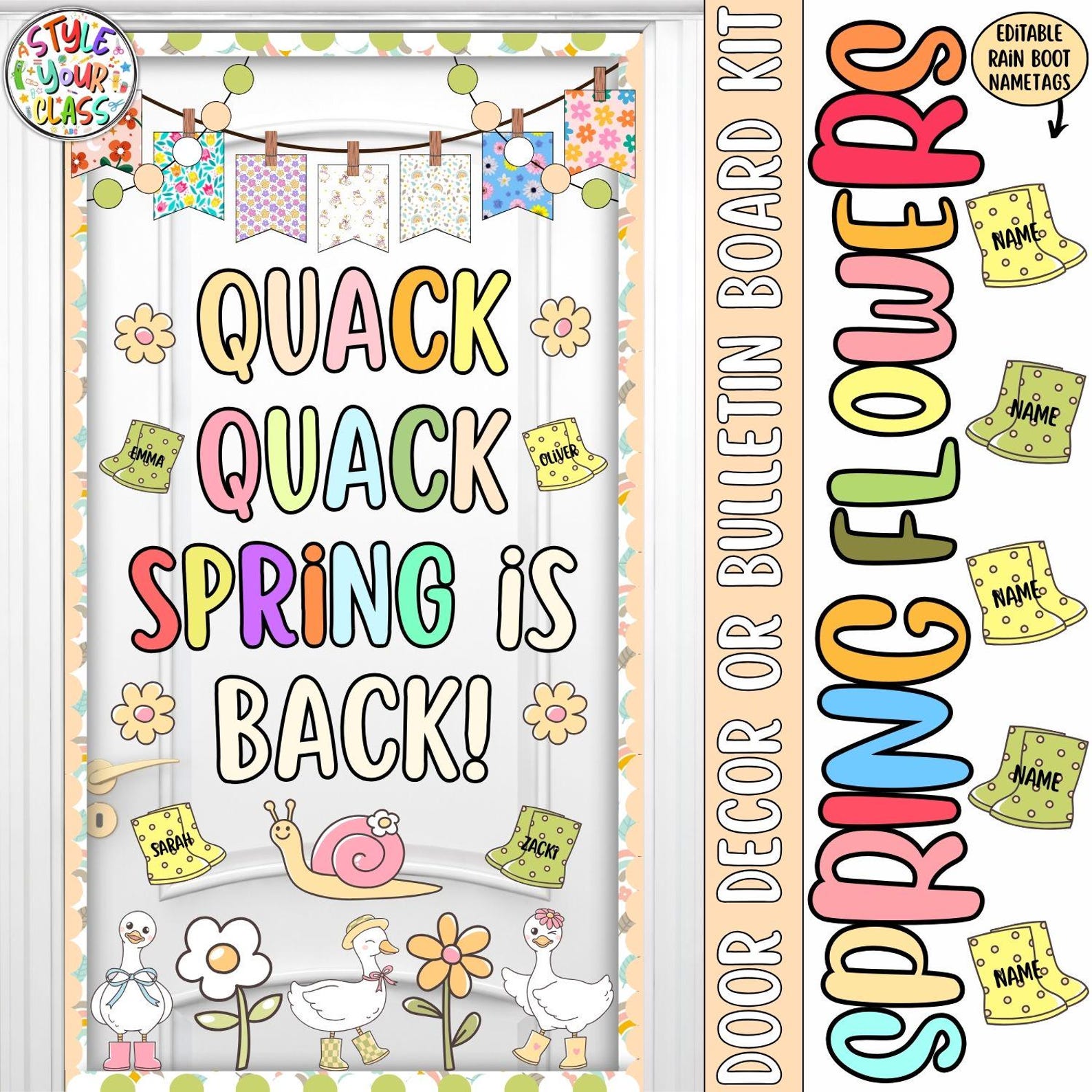 Quack Quack Spring is Back!: Spring Duck and Rain Boot Bulletin Board ...