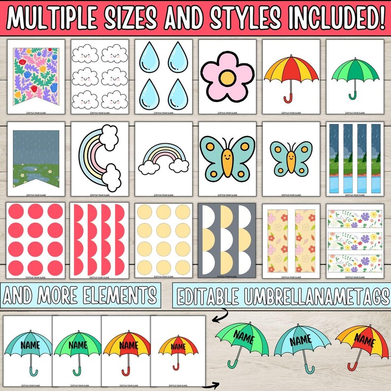 Our Class is in Full Bloom! Spring Umbrella Bulletin Board or Door ...