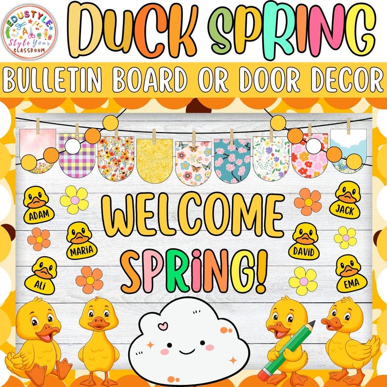 Quack Quack Spring is Back: Spring Duck Bulletin Board or Door Decor ...