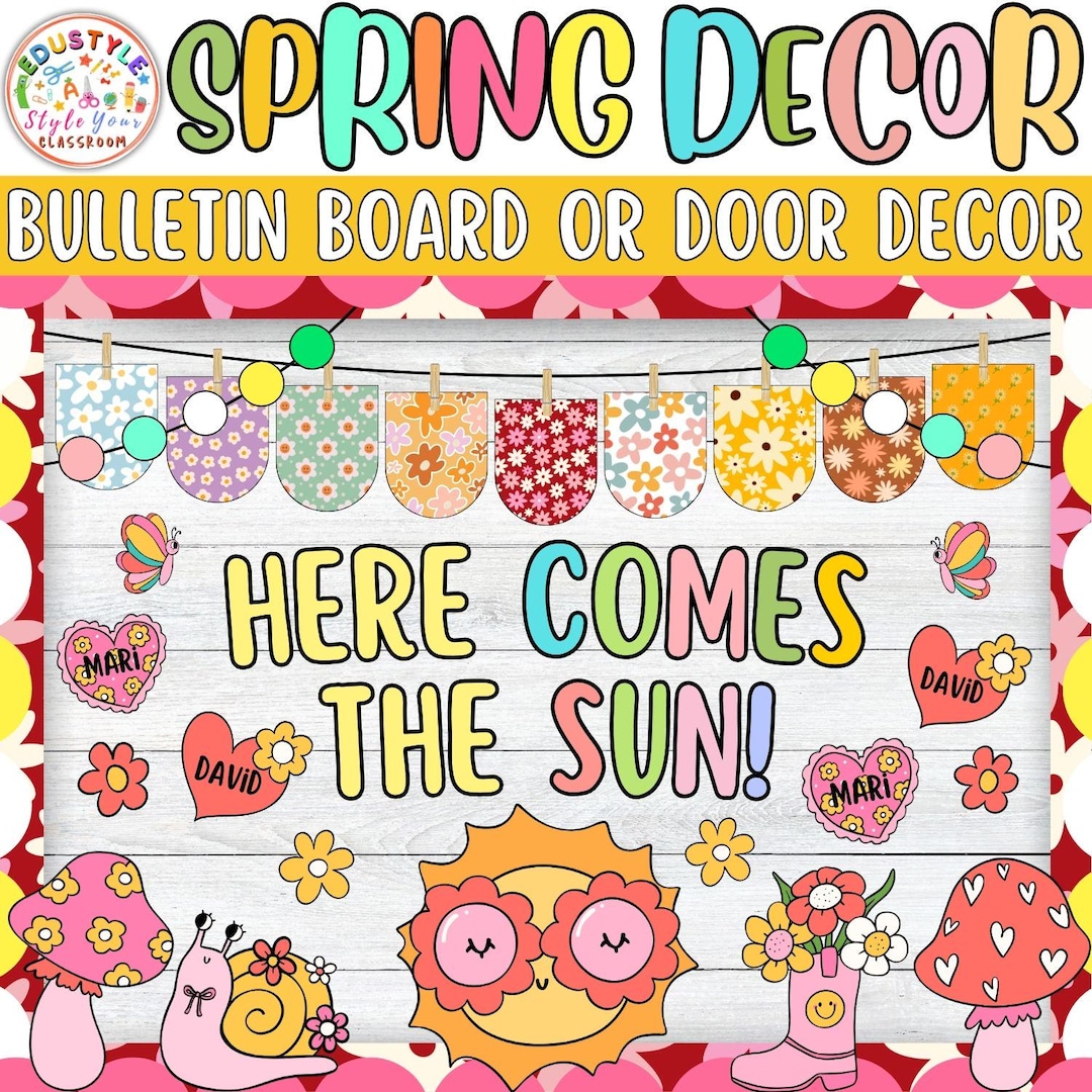 Here Comes the Sun!: Spring and March Bulletin Board or Door Decor Kit ...