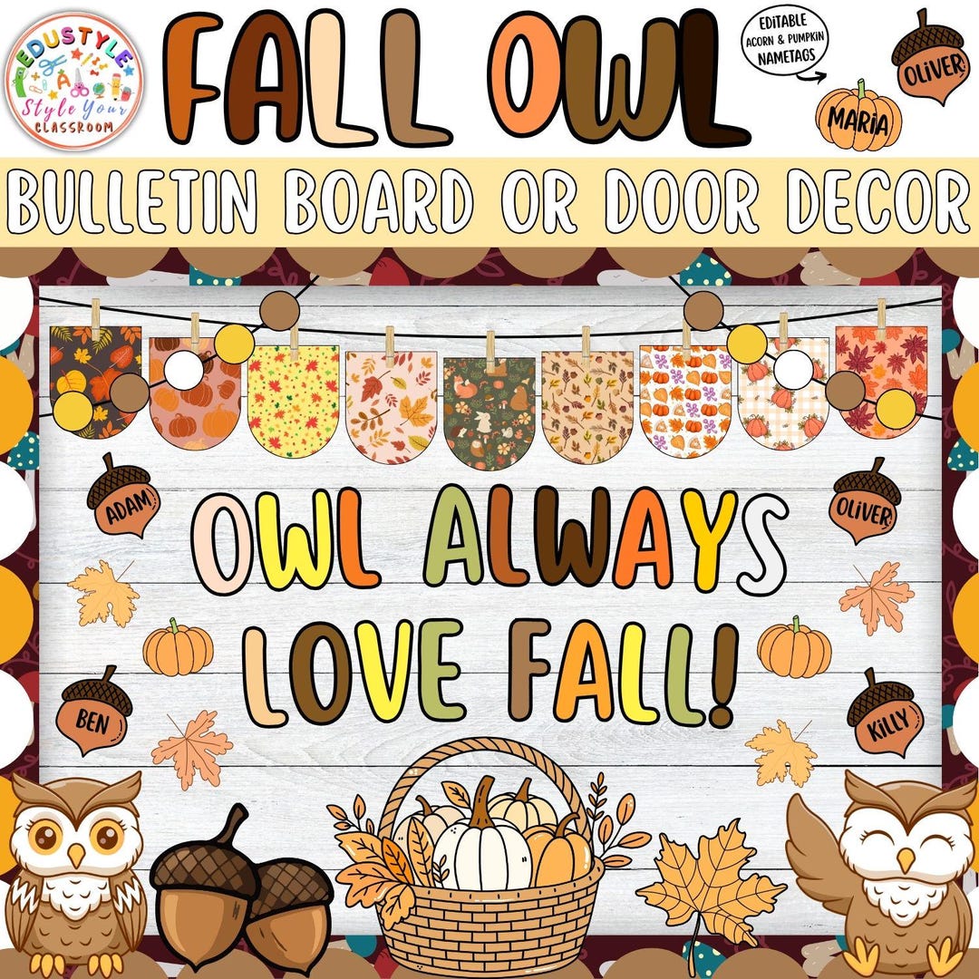 Fall Owl Bulletin Board Kit: Autumn Classroom Door Decor - Etsy