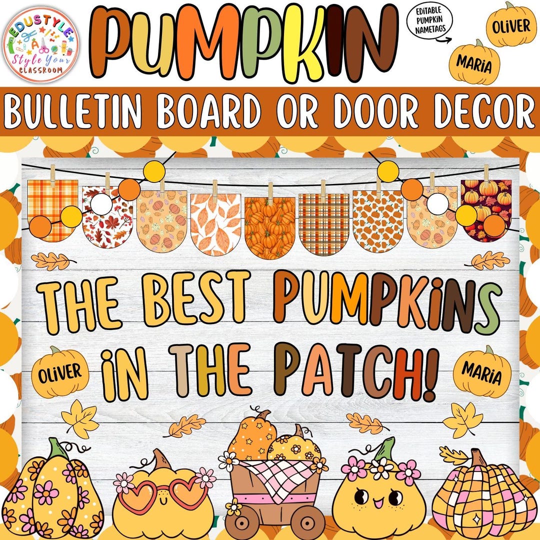 Pumpkin Bulletin Board Kit: Fall Classroom Door Decor (digital Download ...