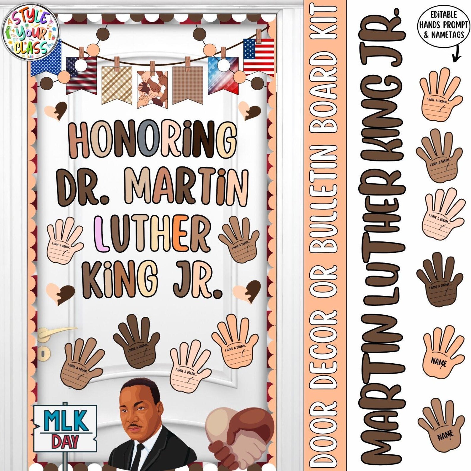 Honoring Dr. Martin Luther King Jr: Mlk Day Door Decor or Bulletin ...