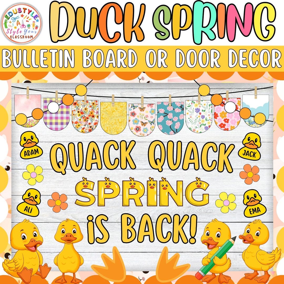Quack Quack Spring is Back: Spring Duck Bulletin Board or Door Decor ...