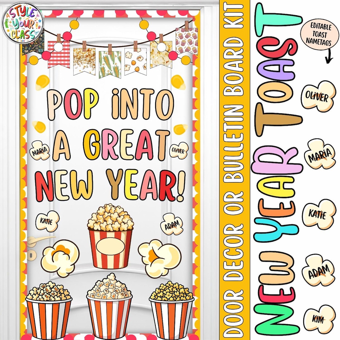 This Year is Going to Be Poppin! | New Year Popcorn Door Decor or ...
