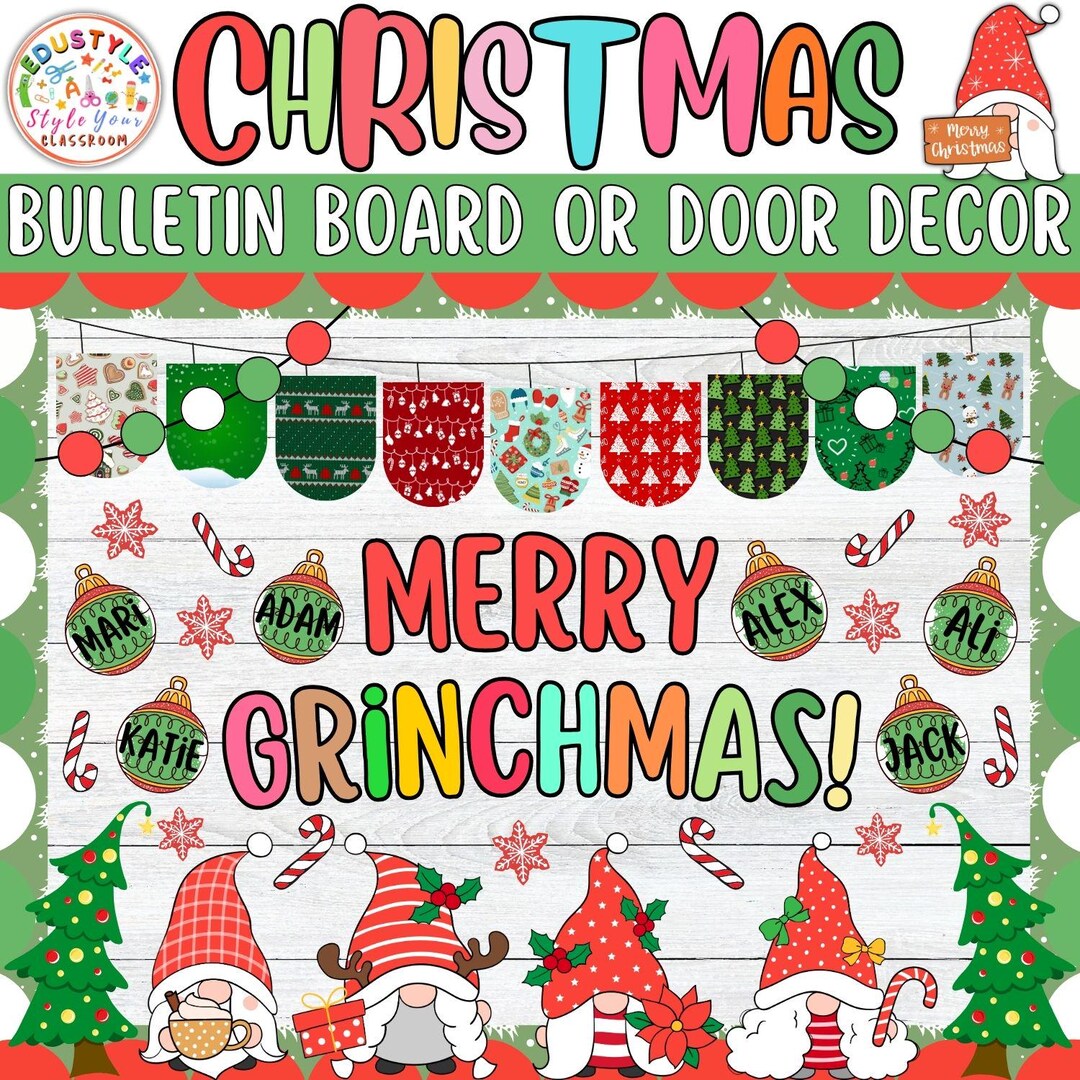 Merry Grinchmas!: Gnome Christmas and December Bulletin Board or Door ...