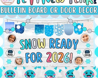 Yeti New Year Bulletin Board Kit: Winter Door Decor (digital Download ...