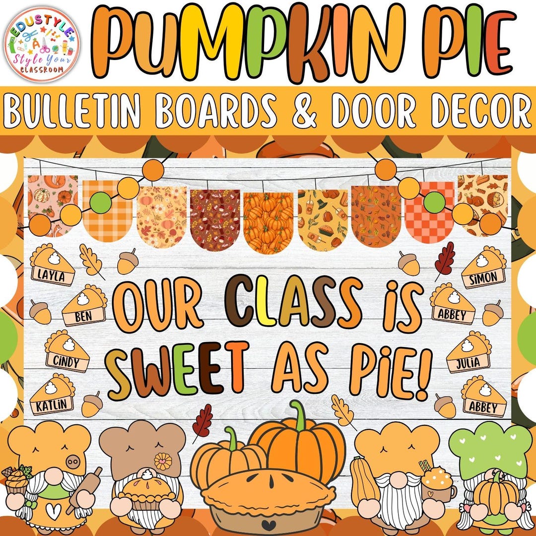 Pumpkin Pie Bulletin Board Kit: Fall Classroom Door Decor - Etsy