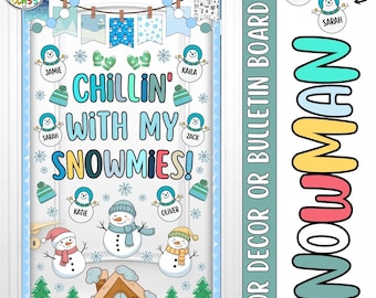 Snowman Winter Door Decor or Bulletin Board Kit | Chillin' With My ...