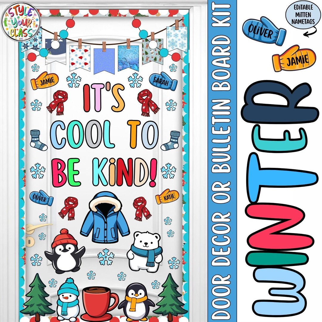 Winter Kindness Bulletin Board Kit | Classroom Door Decor (digital ...