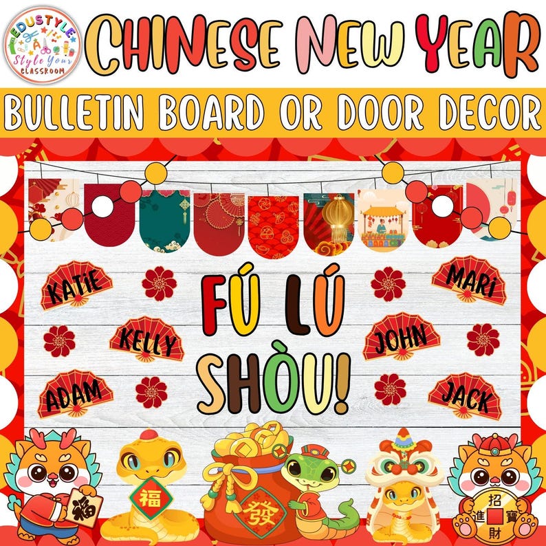 Gung Hay Fat Choy!: Chinese New Year Bulletin Board or Door Decor Kit ...