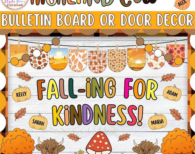 Highland Cow Fall Bulletin Board Kit Classroom Door Decor Autumn ...