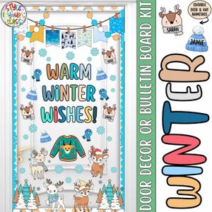 Winter and Christmas Door Decor or Bulletin Board Kit | Oh Deer! Winter ...