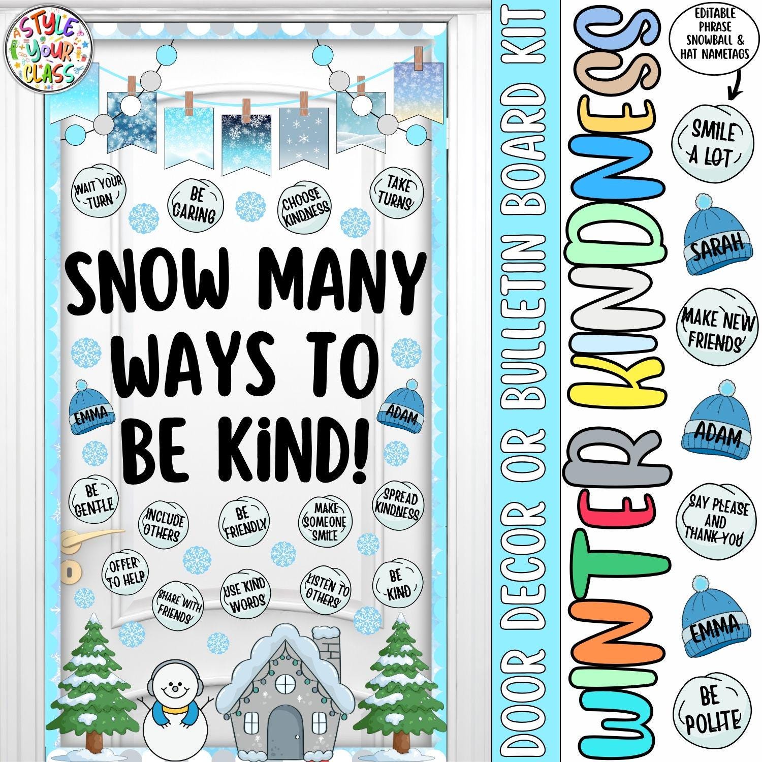 Snow Many Ways to Be Kind! | Winter Kindness Bulletin Board or Door ...