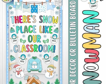 Snowman Winter Door Decor or Bulletin Board Kit | There's Snow Place ...