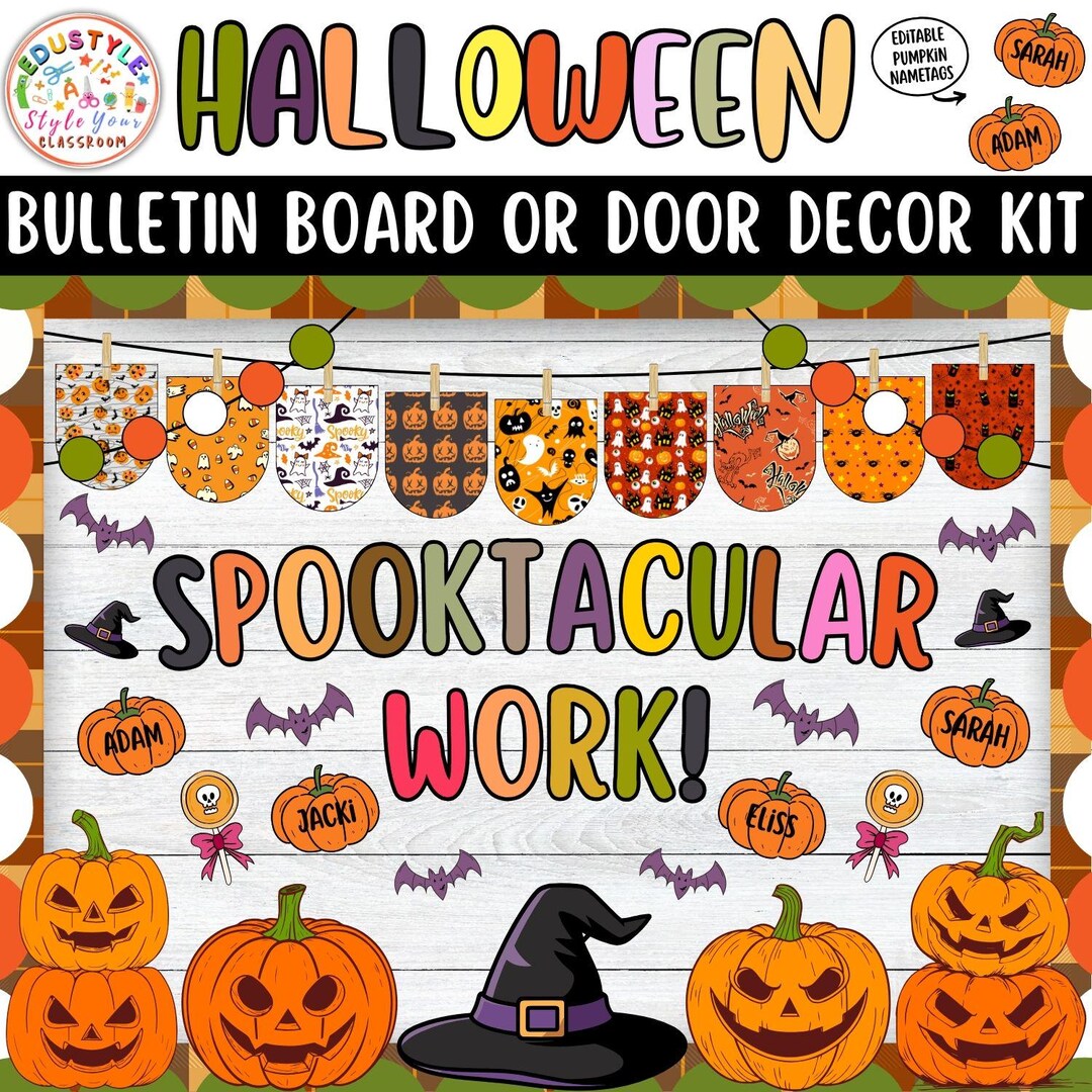 Spooktacular Work!: Pumpkin Halloween Bulletin Board or Door Decor Kit ...