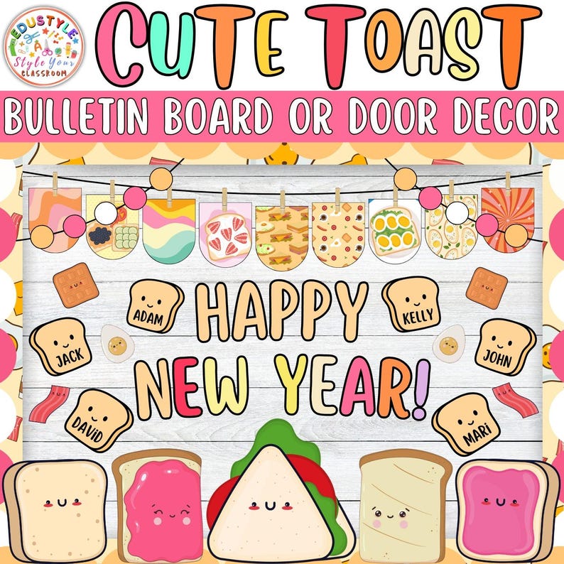 Editable January Decor – Bulletin Board or Door Decor Kit – A Toast to ...
