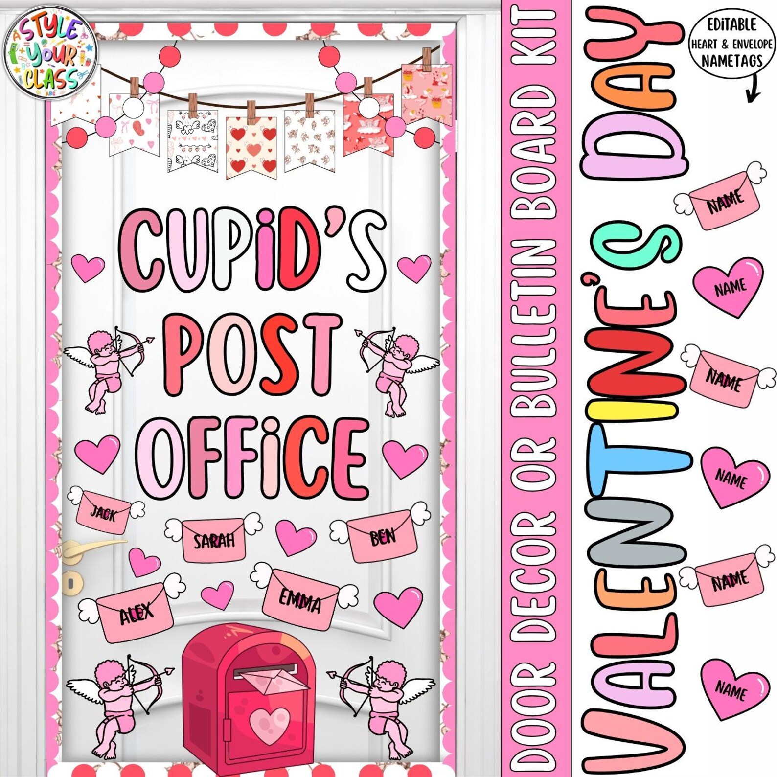 Cupid’s Post Office: Valentine's Day Bulletin Board or Door Decor Kit ...