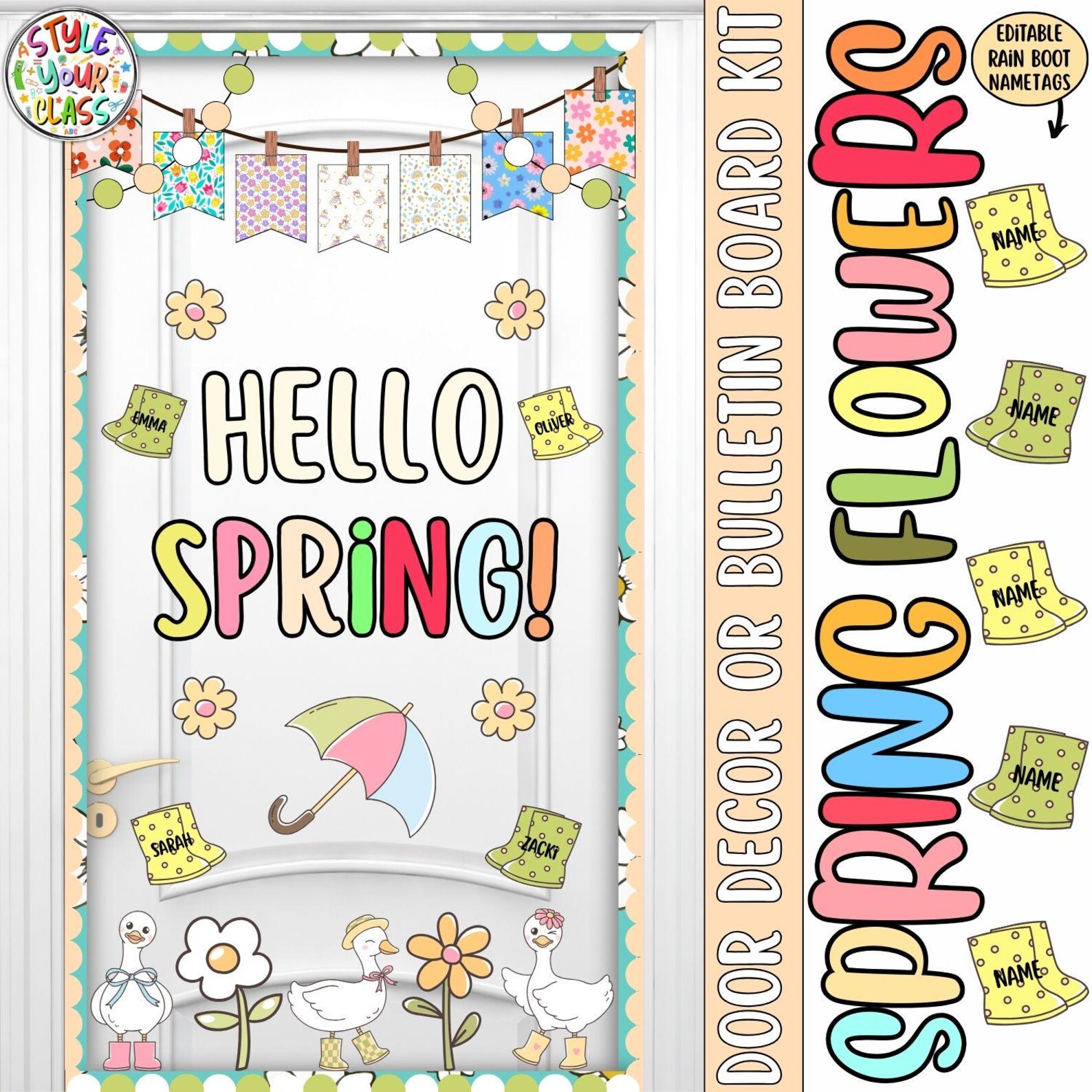 Quack Quack Spring is Back!: Spring Duck and Rain Boot Bulletin Board ...