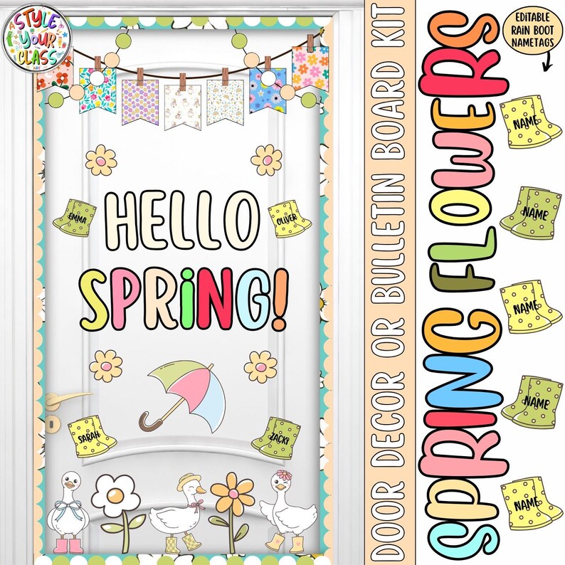 Spring Duck Bulletin Board Kit: Classroom Door Decor (digital Download ...