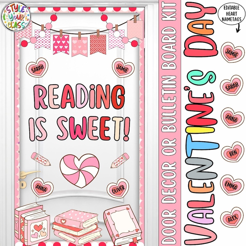 Read Your Heart Out: Valentine’s Day Hearts and Books Door Decor or ...