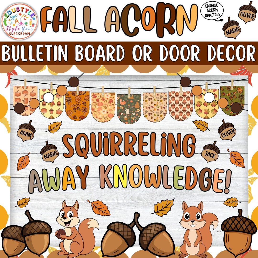 Woodland Acorn Fall Bulletin Board Kit – “squirreling Away Knowledge ...