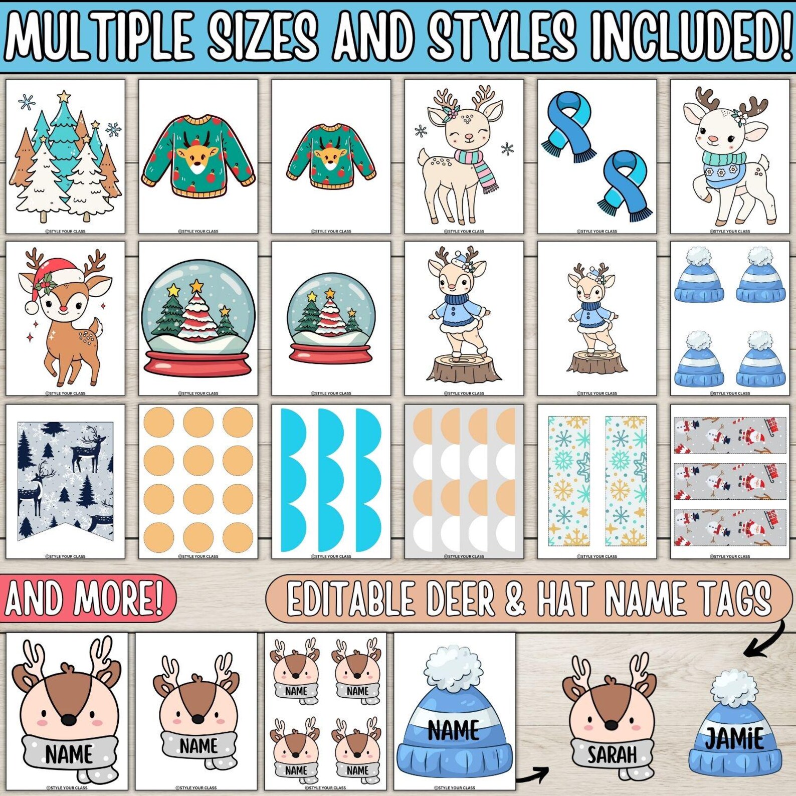 Winter and Christmas Door Decor or Bulletin Board Kit | Oh Deer! Winter ...