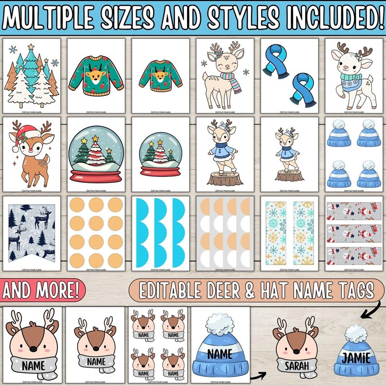 Winter and Christmas Door Decor or Bulletin Board Kit | Oh Deer! Winter ...