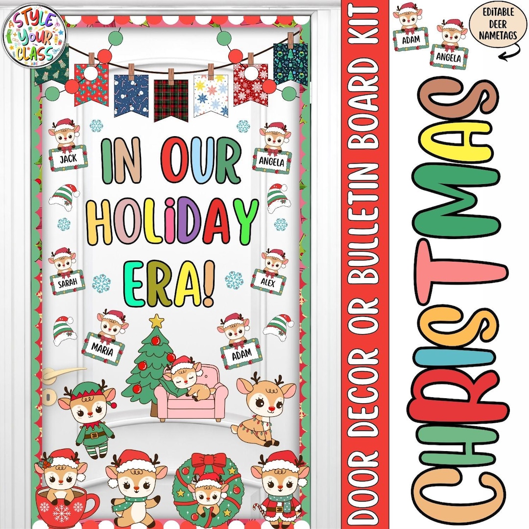 Christmas Deer & December Door Decor or Bulletin Board Kit | in Our ...