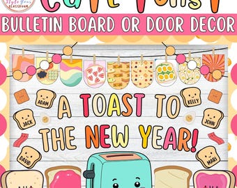 Editable January Decor – Bulletin Board or Door Decor Kit – A Toast to ...