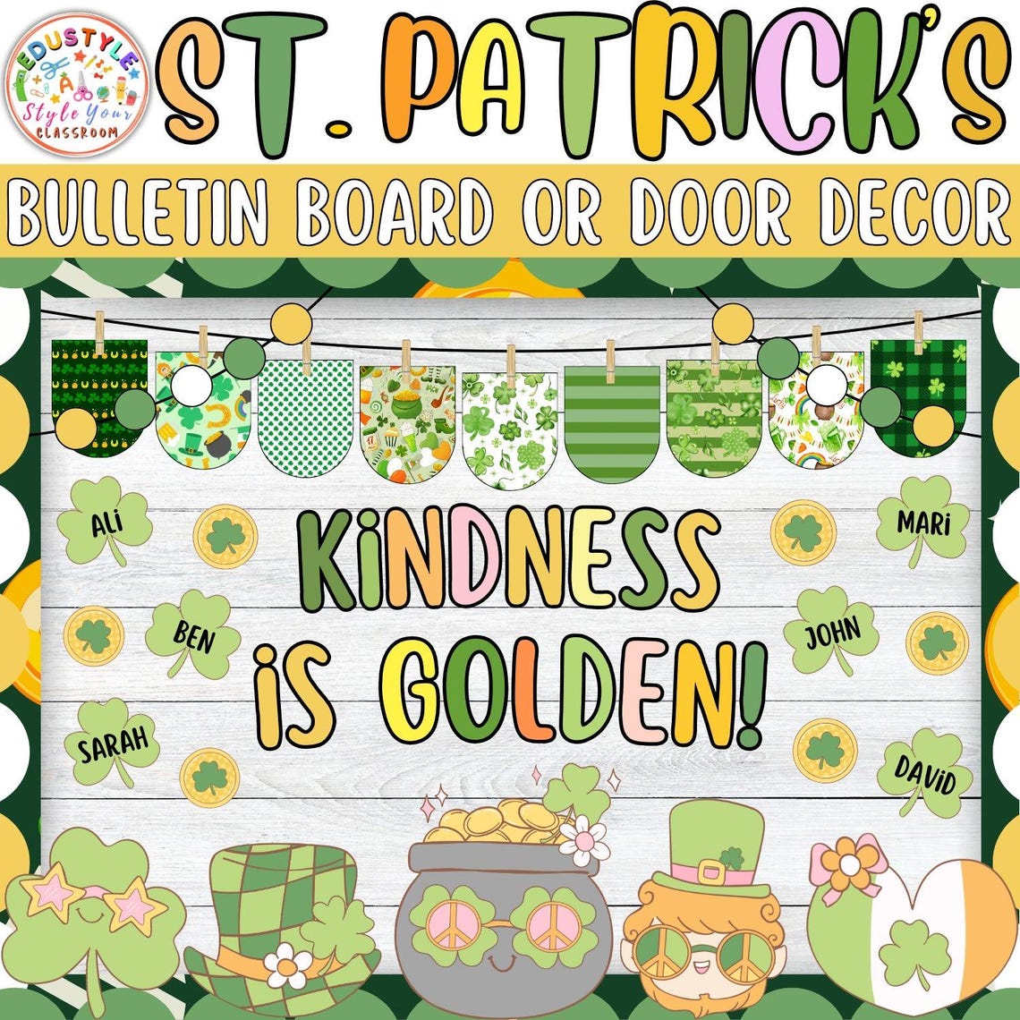 Kindness is Golden: St. Patrick’s Day Bulletin Board or Door Decor ...